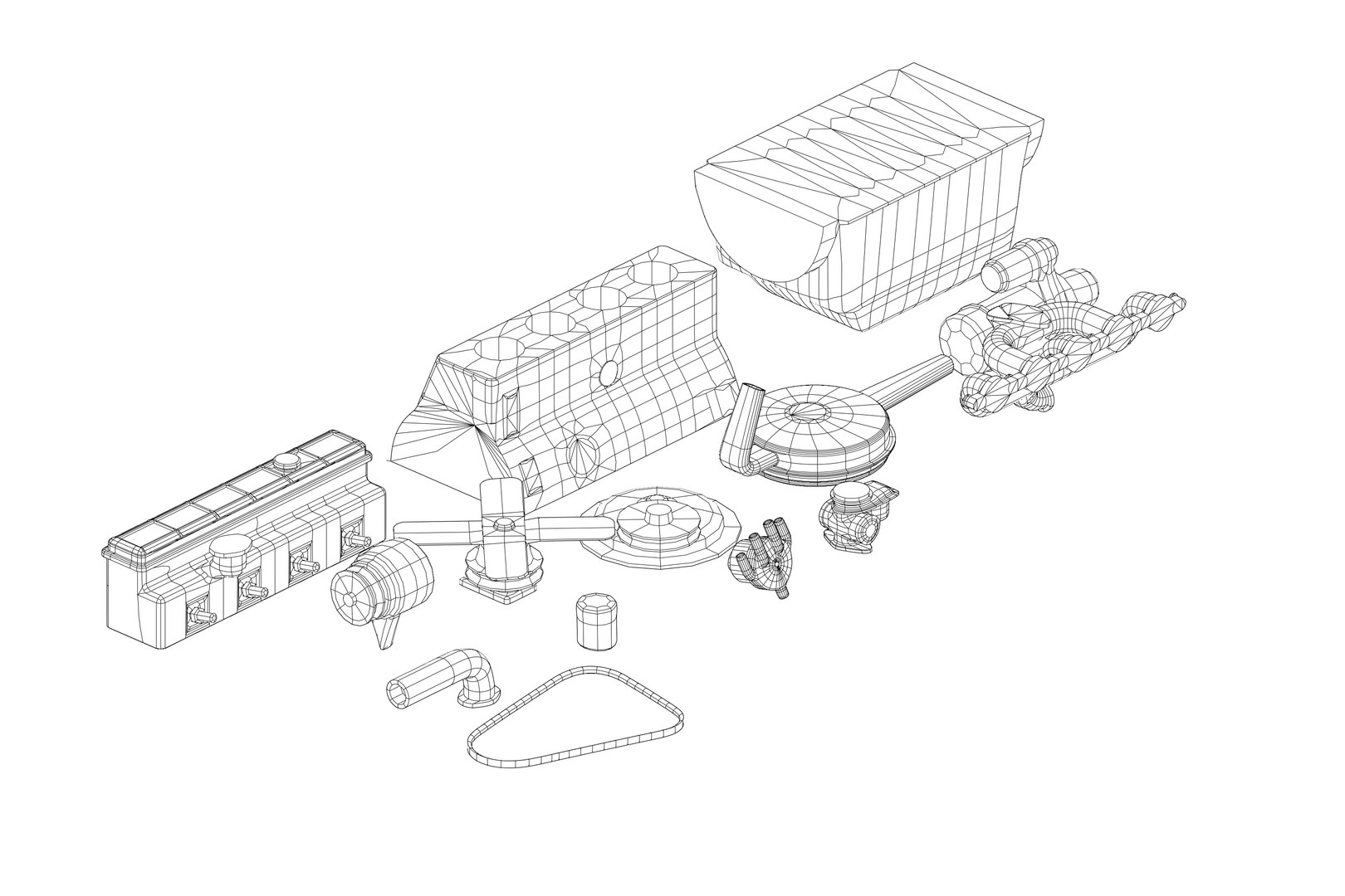 3D Model Old Straight Engine Inline Engine - TurboSquid 2301126
