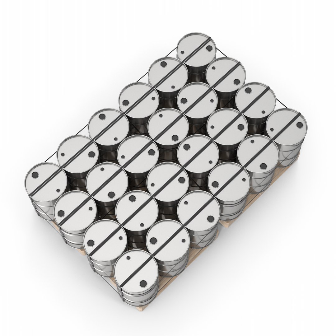 Silver Barrels On Wooden Pallets 3D Model - TurboSquid 2063843