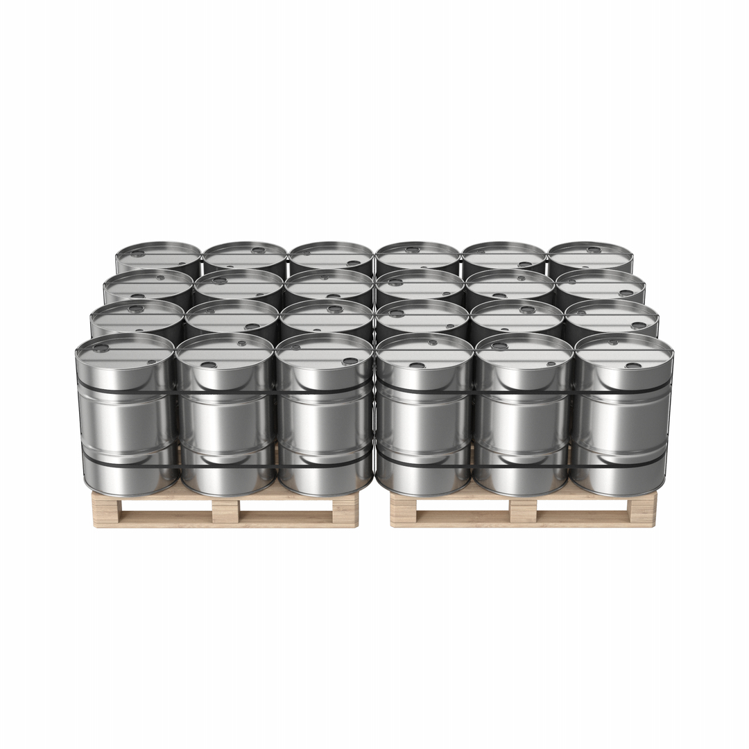 Silver Barrels On Wooden Pallets 3D Model - TurboSquid 2063843