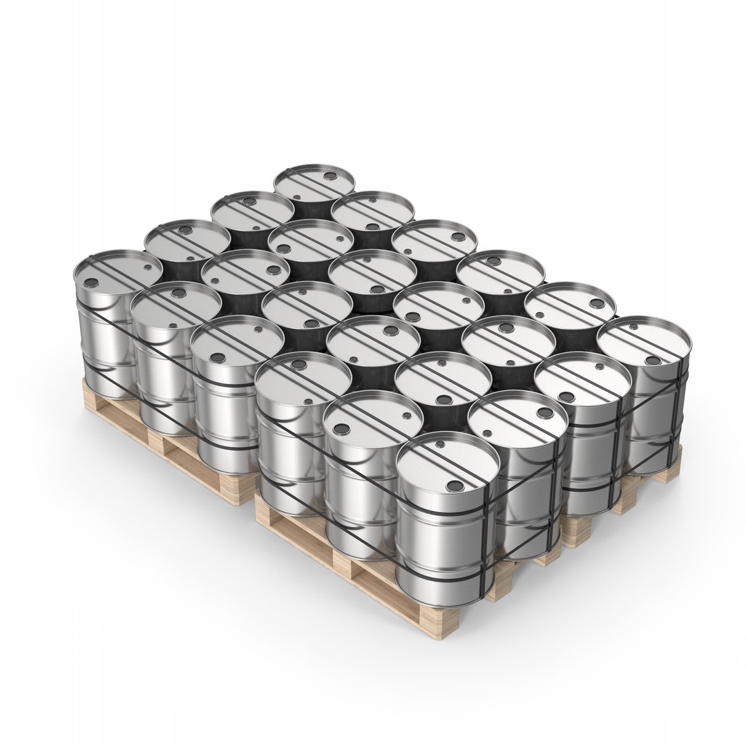 Silver Barrels On Wooden Pallets 3D Model - TurboSquid 2063843
