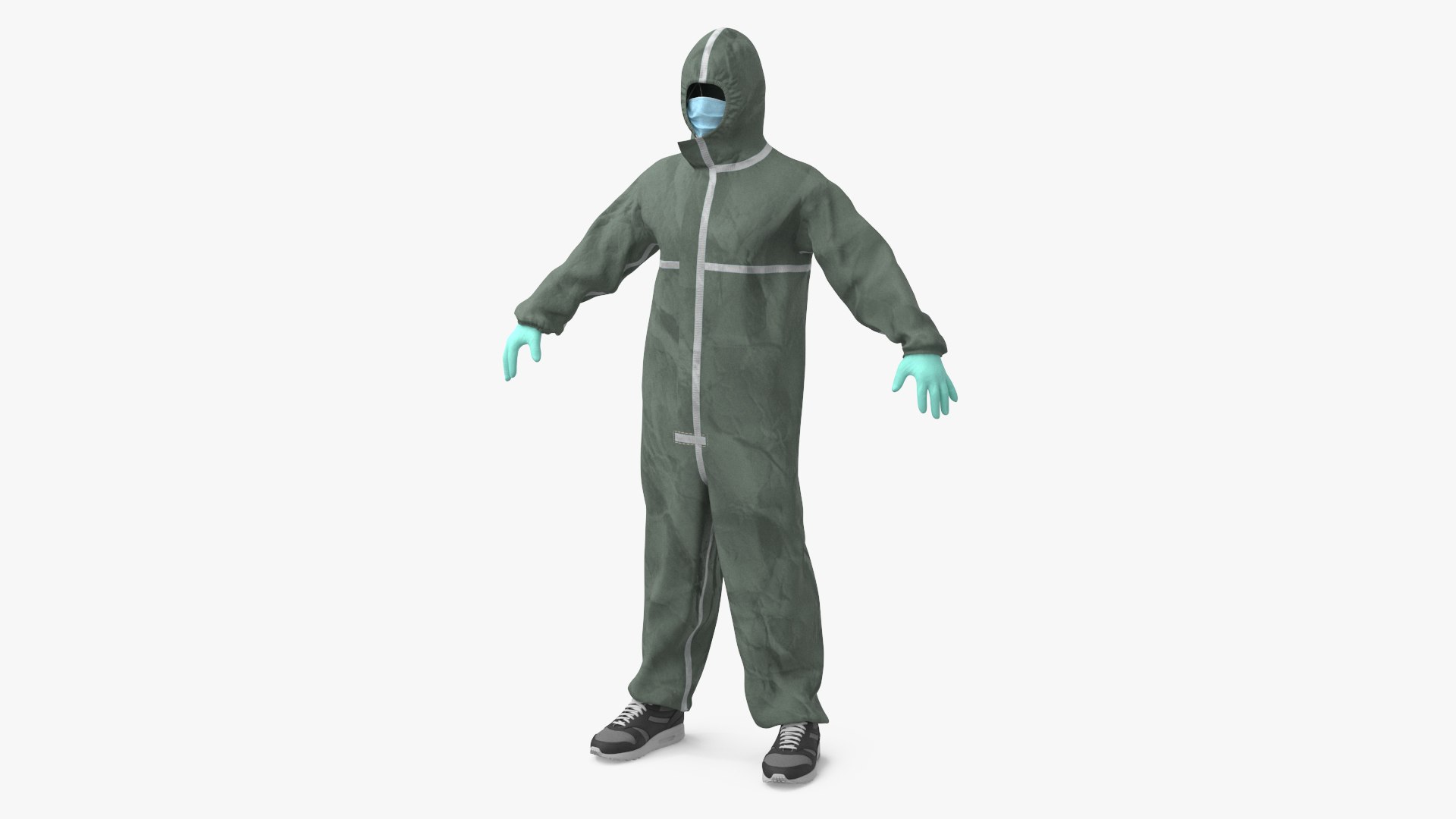 Full-Body Disposable Suit With Hood And Gloves 3D Model - TurboSquid ...