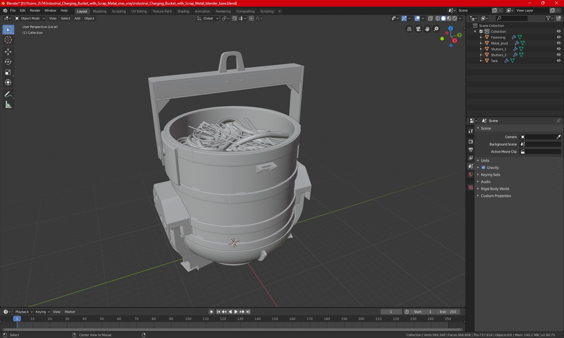 3D Industrial Charging Bucket With Scrap Metal Model - TurboSquid 2270634