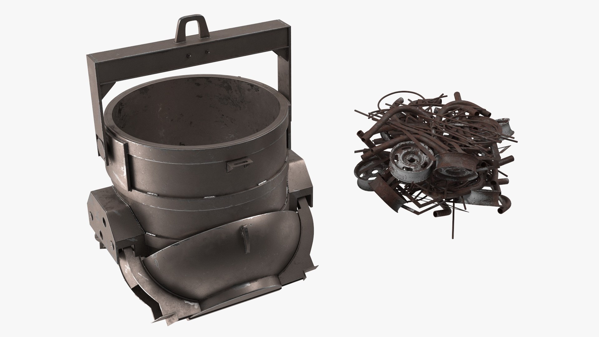 3D Industrial Charging Bucket With Scrap Metal Model - TurboSquid 2270634