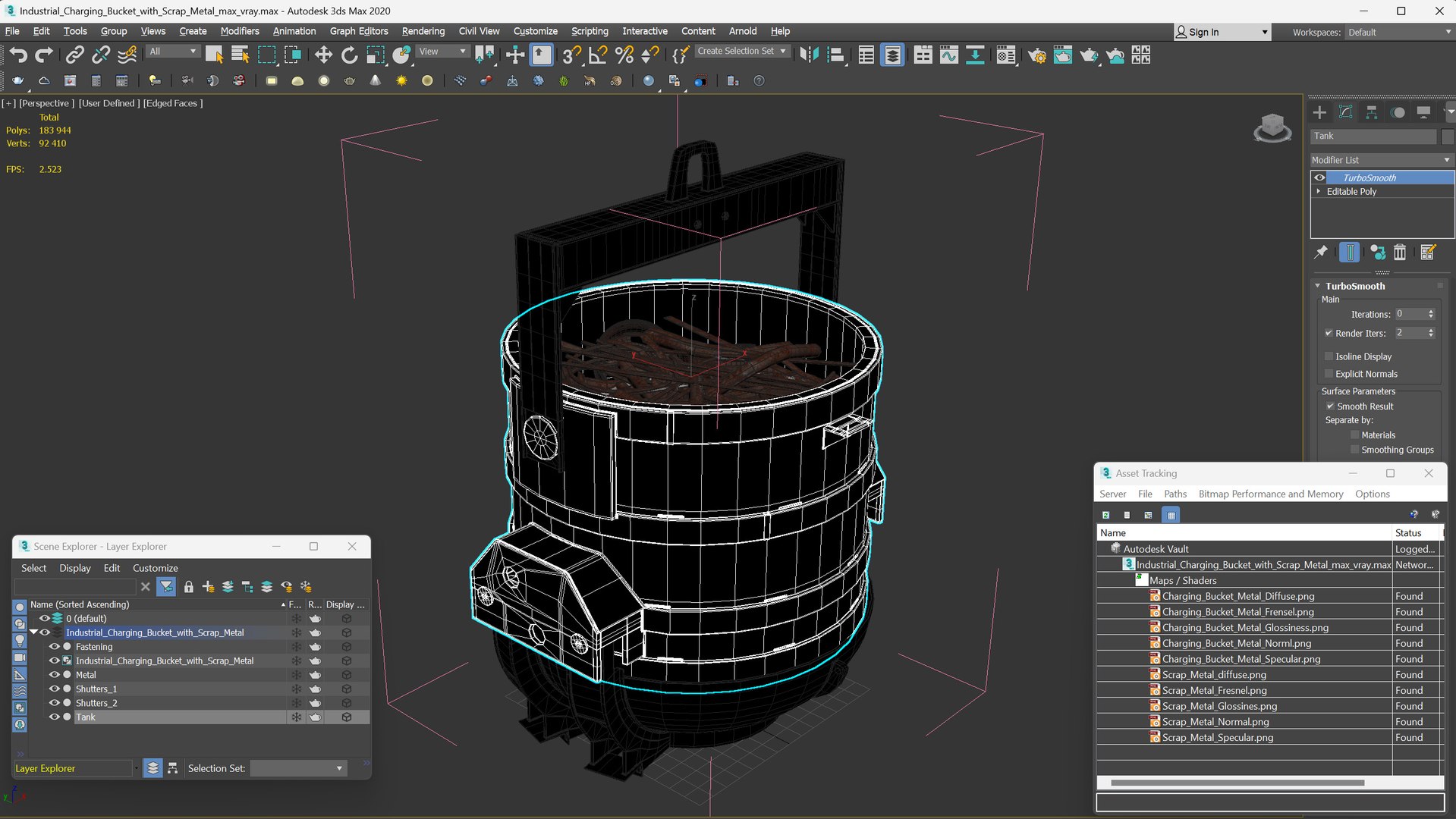 3D Industrial Charging Bucket With Scrap Metal Model - TurboSquid 2270634