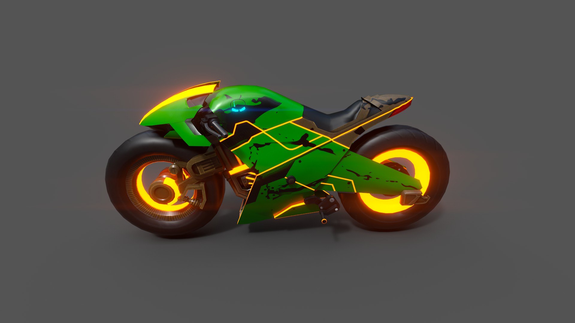 Sci-Fi Motorcycle Neon 3D Low Poly Model With 4k PBR Textures 3D model ...