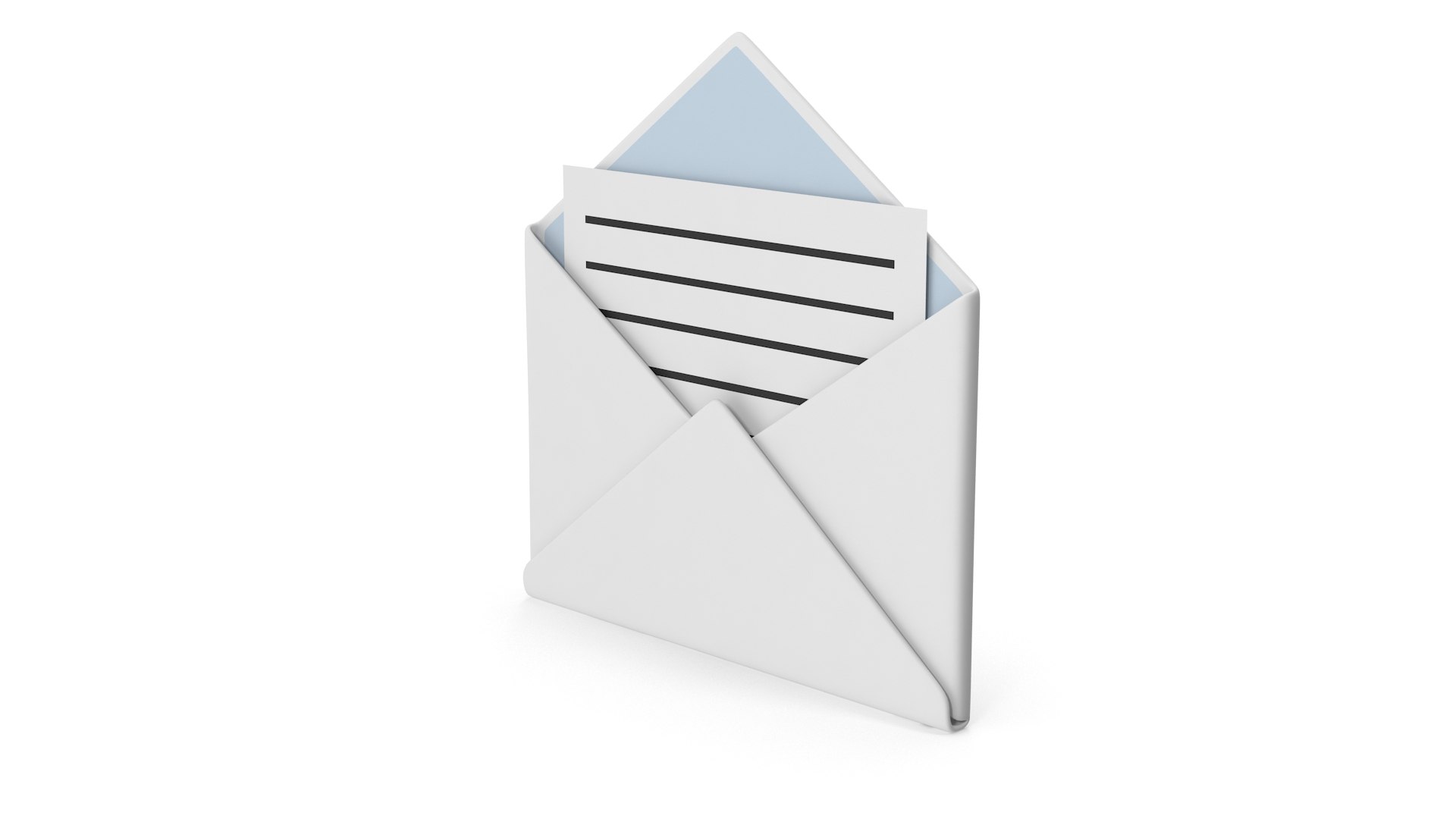 3D White Envelope - Open Model - TurboSquid 1955596