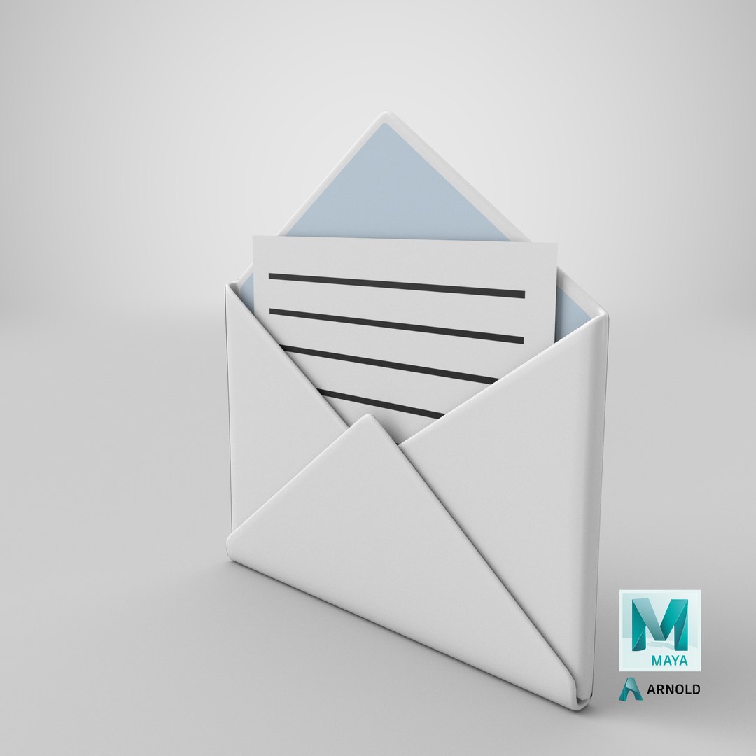 3D White Envelope - Open Model - TurboSquid 1955596