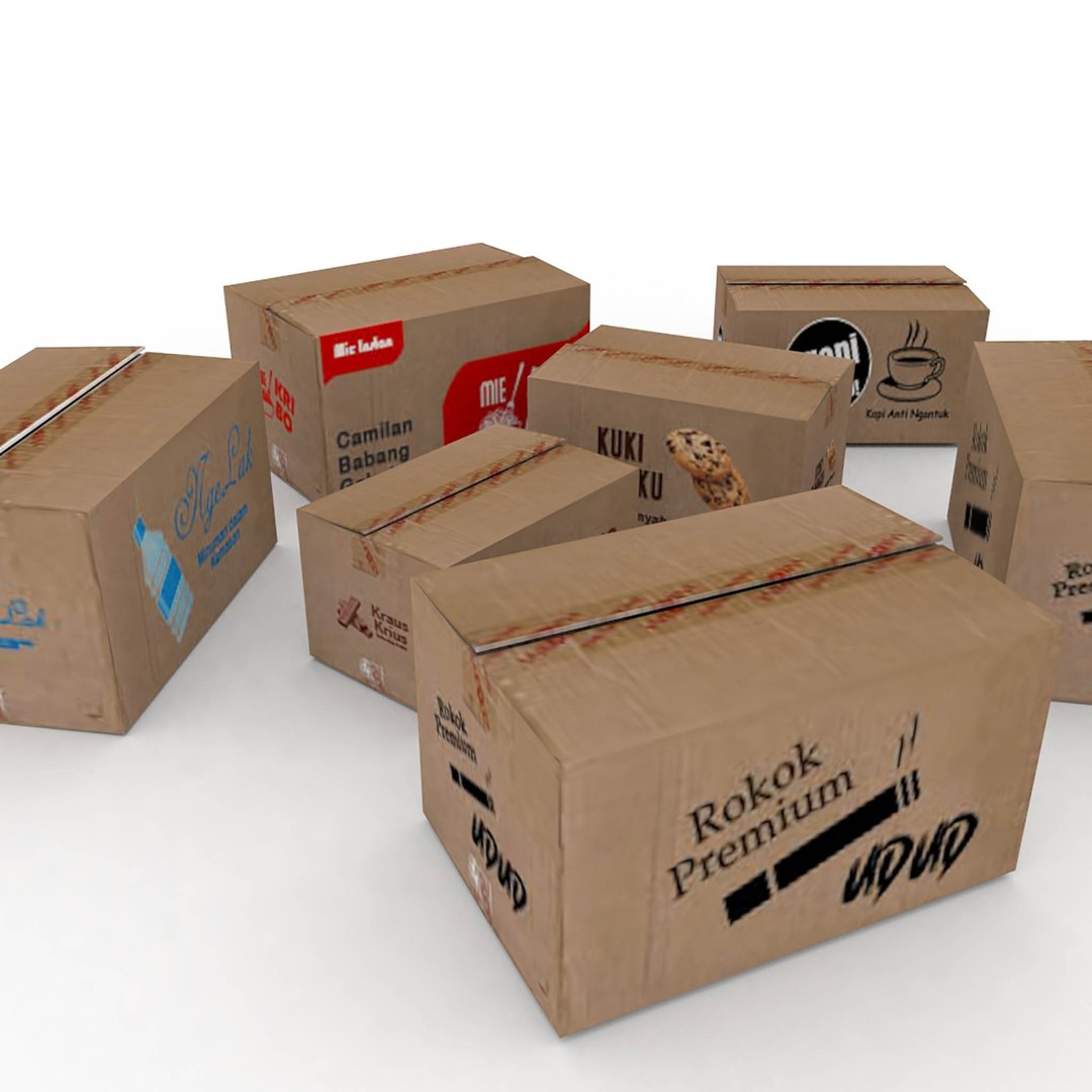 3D Six Cardboard Boxes With Editable Textures - TurboSquid 1901365