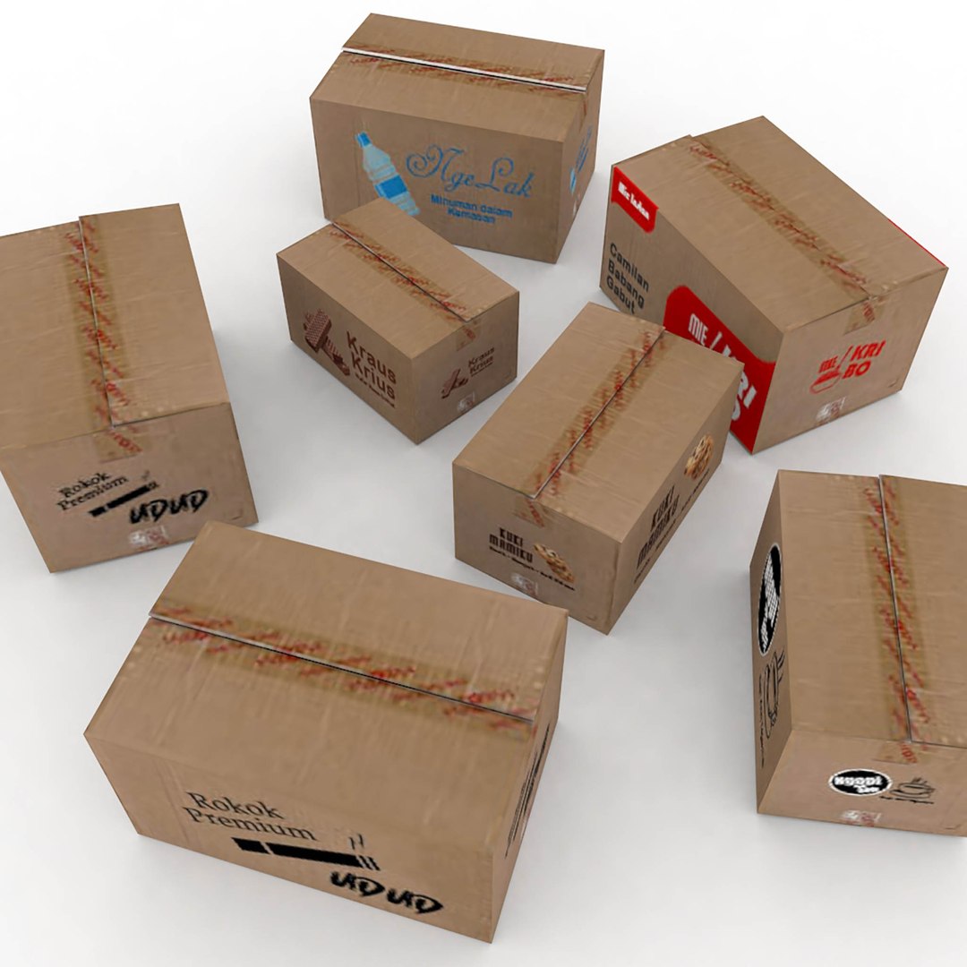 3D Six Cardboard Boxes With Editable Textures - TurboSquid 1901365