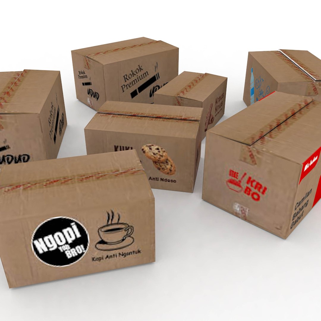 3D Six Cardboard Boxes With Editable Textures - TurboSquid 1901365