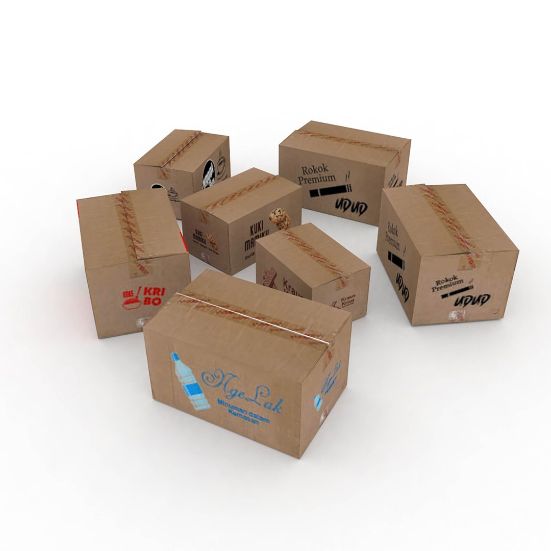 3D Six Cardboard Boxes With Editable Textures - TurboSquid 1901365
