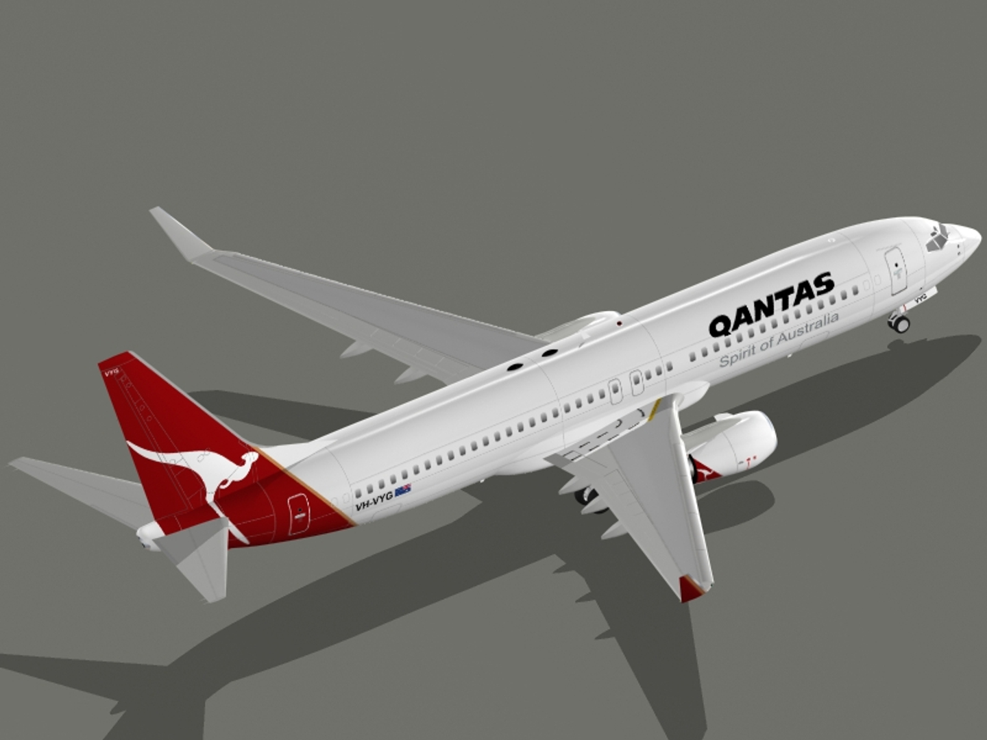 boeing 737-800 qantas 3d c4d