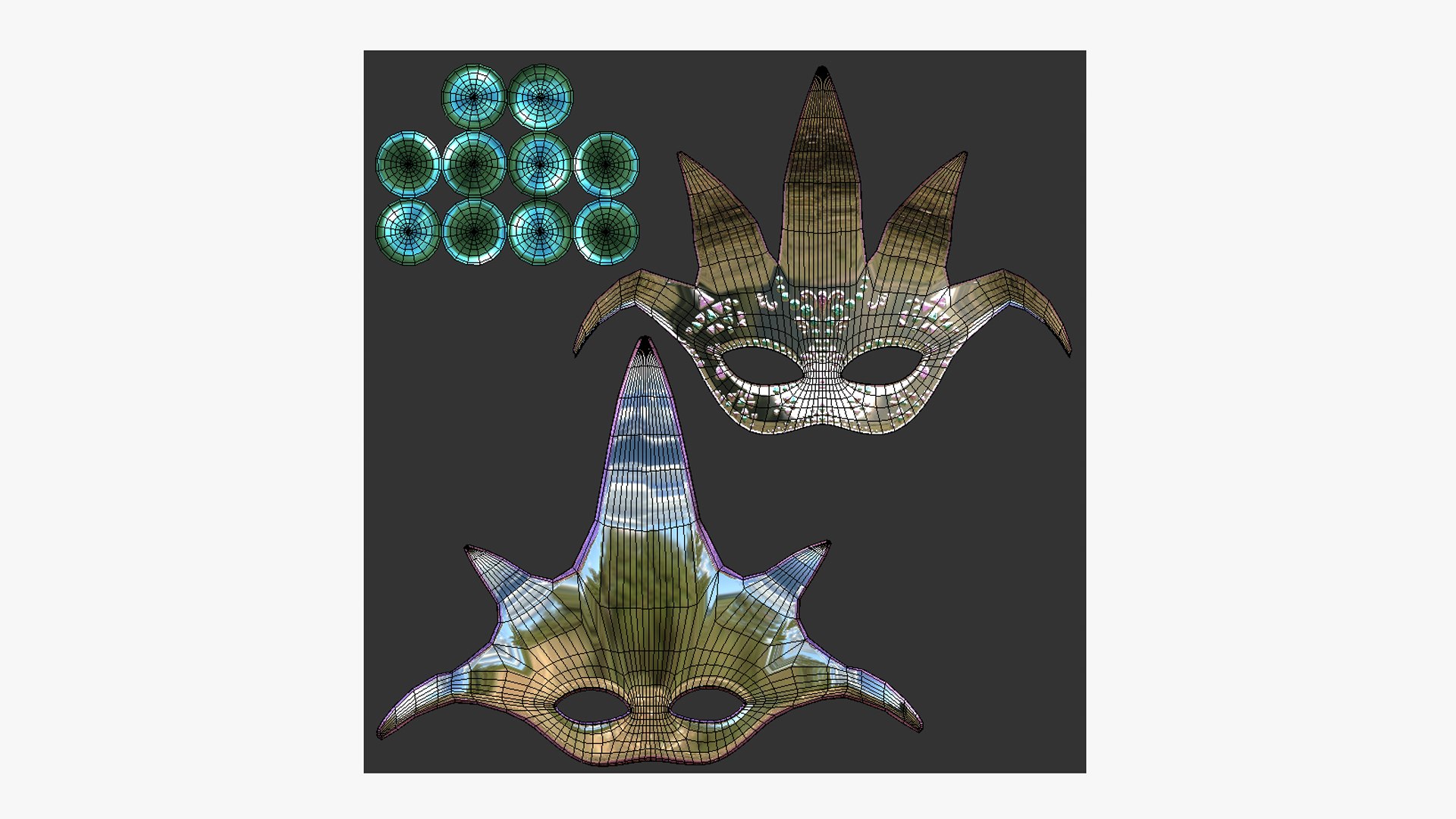 Carnival Mask H06 Silver - Costume Character Design 3D Model ...