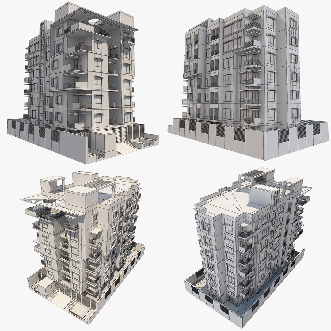 3D apartment building - TurboSquid 1296085