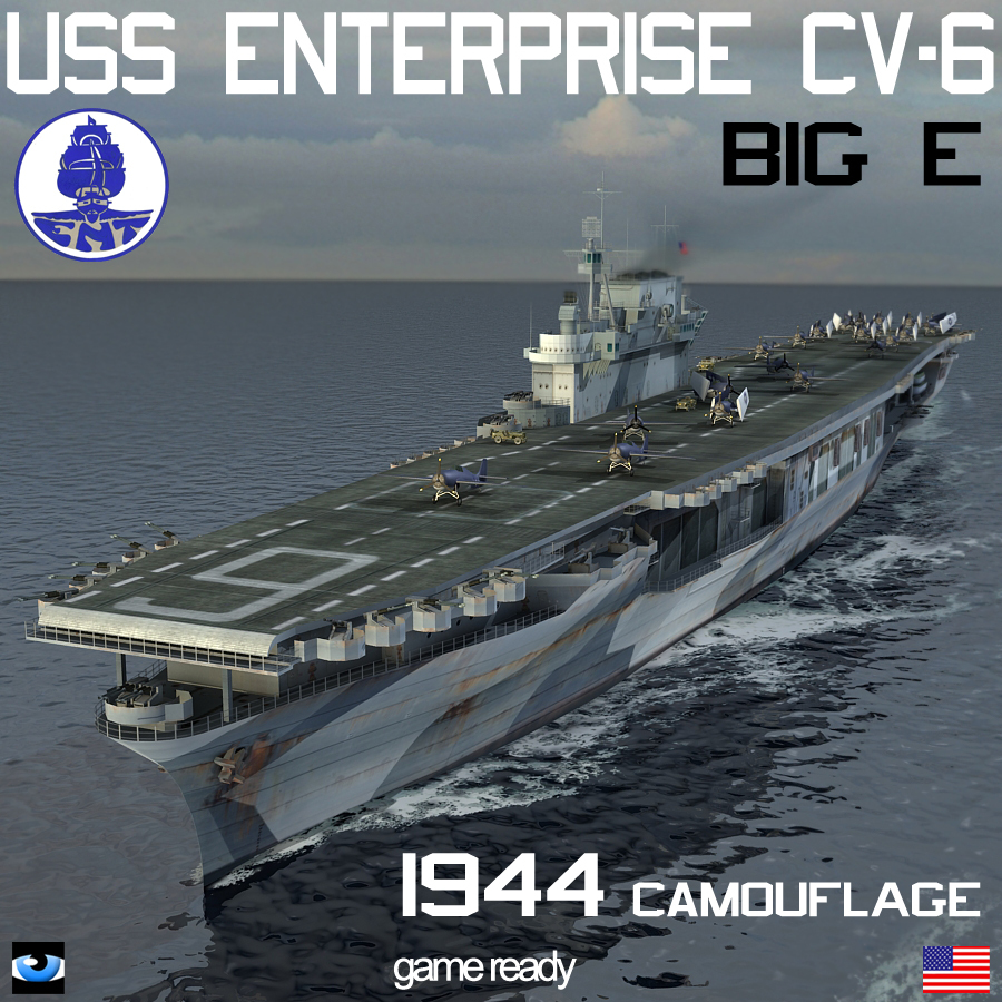 uss enterprise cv-6 big 3d model