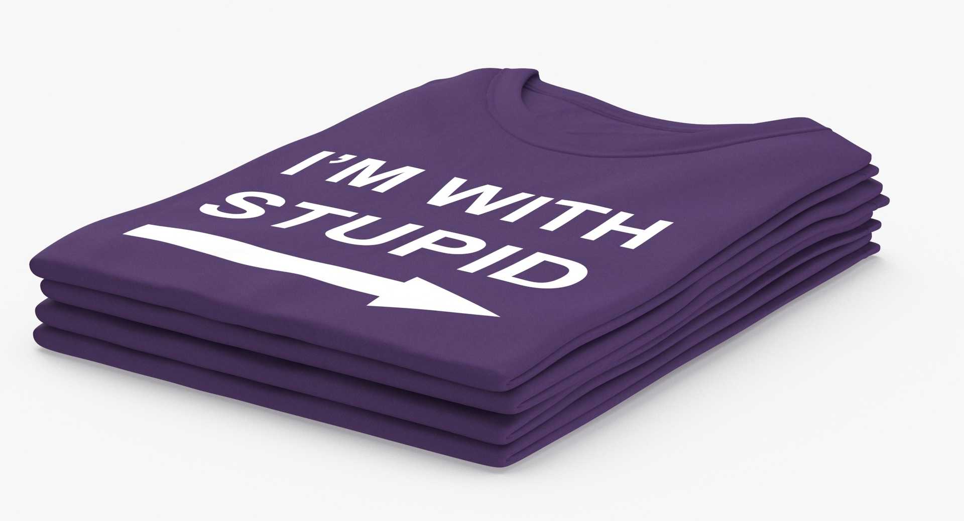 3D Model Female Crew Neck Folded Stacked Purple Im With Stupid 02 ...