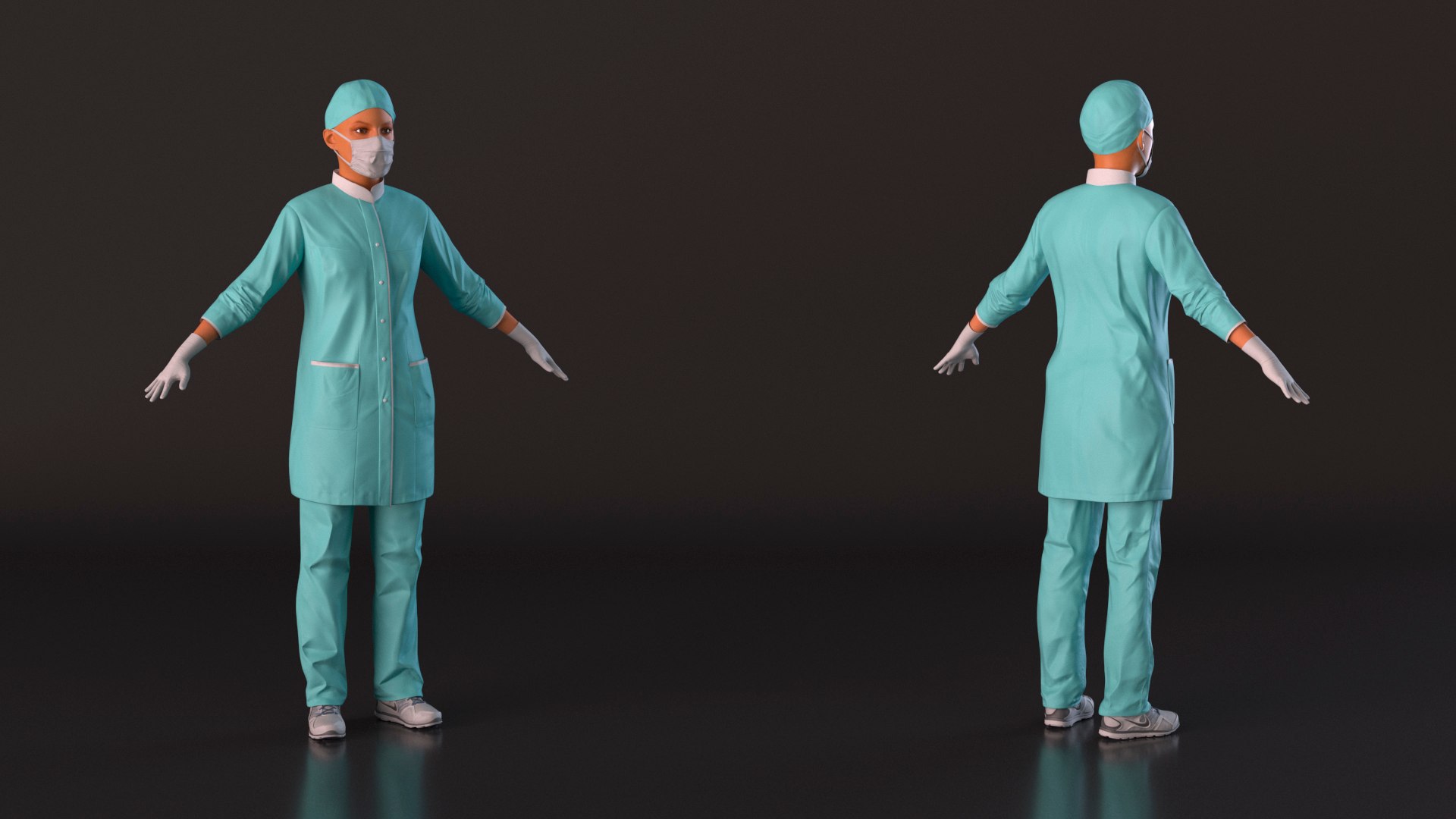 3D Female Doctor Wearing Surgical Mask Rigged Model - TurboSquid 2189669