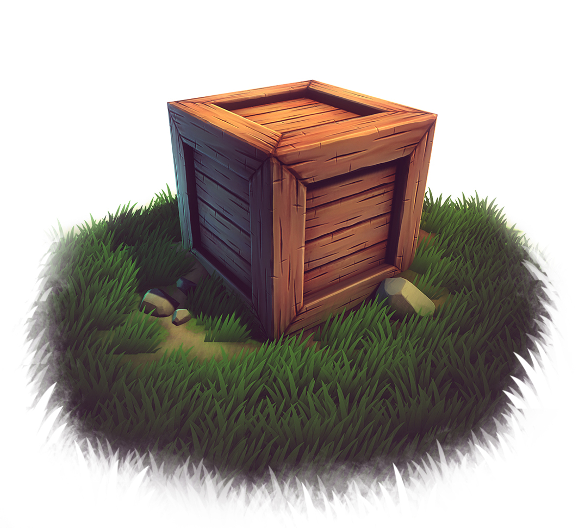 3d stylized crate barrel