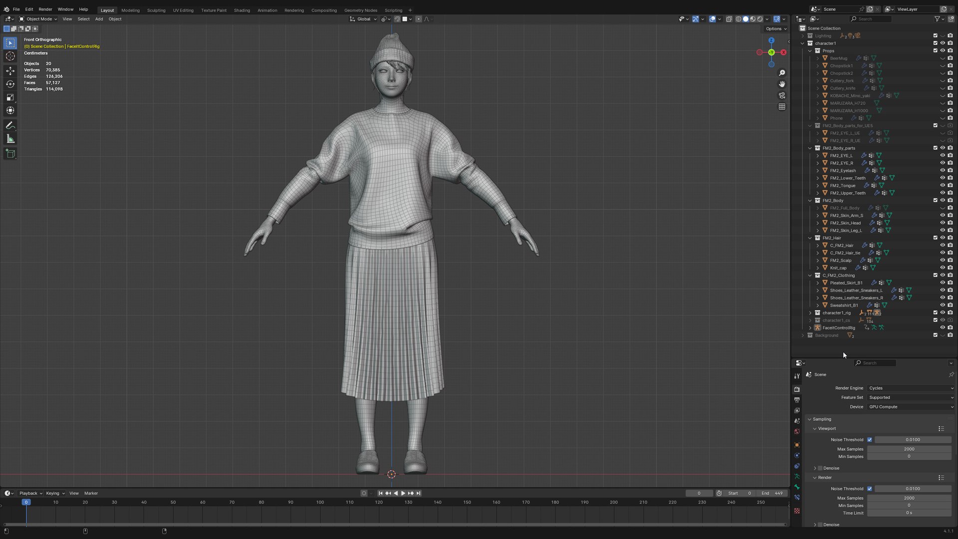 Rigged Modular Character - Asian Woman 3D Model - FM2 - Blender UE5 C4D ...