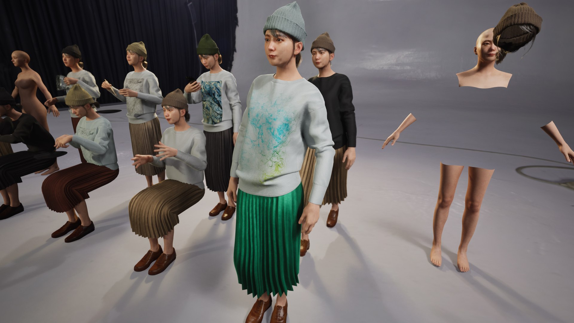 Rigged Modular Character - Asian Woman 3D Model - FM2 - Blender UE5 C4D ...