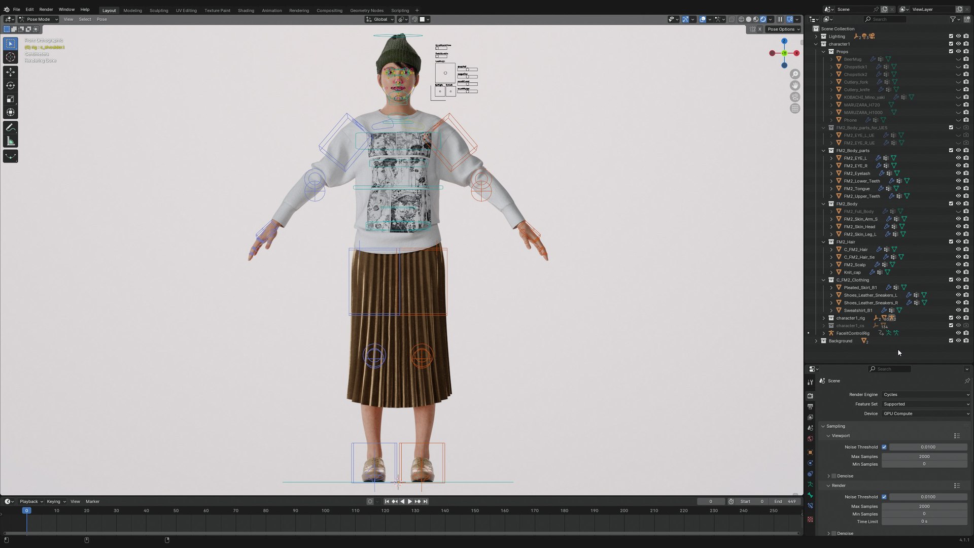Rigged Modular Character - Asian Woman 3D Model - FM2 - Blender UE5 C4D ...