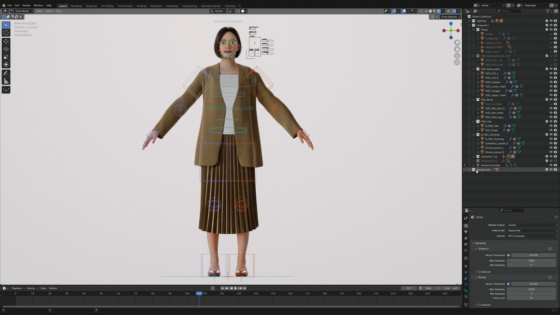 Rigged Modular Character - Asian Woman 3D Model - FM2 - Blender UE5 C4D ...