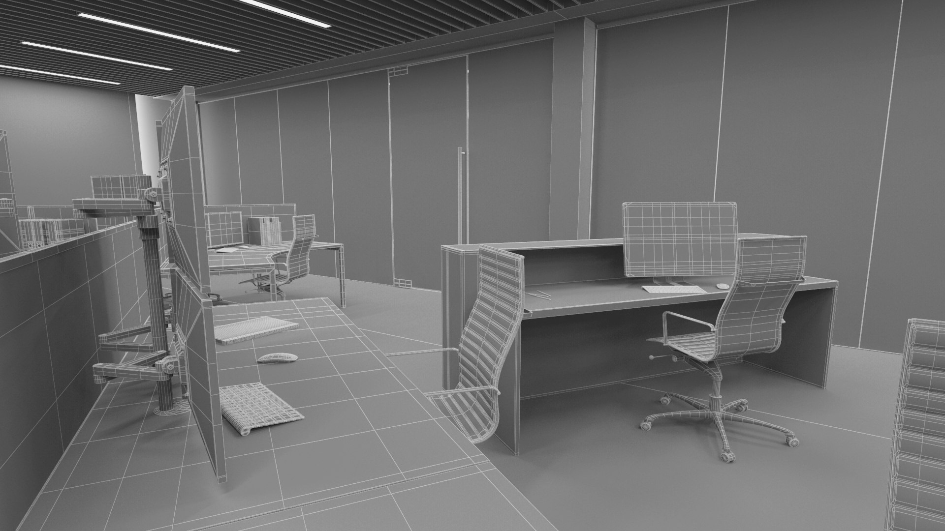 3D Open Space Office Interior - TurboSquid 1655945