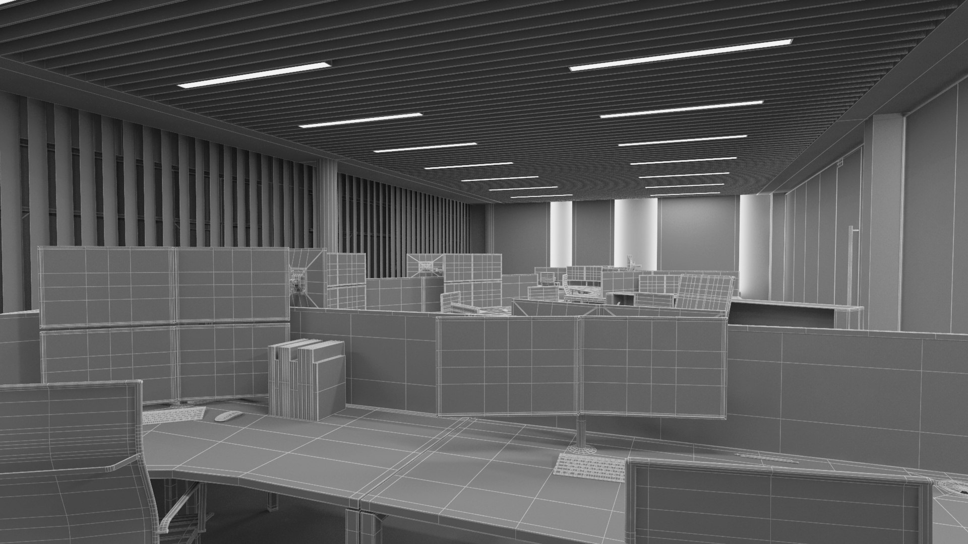 3D Open Space Office Interior - TurboSquid 1655945