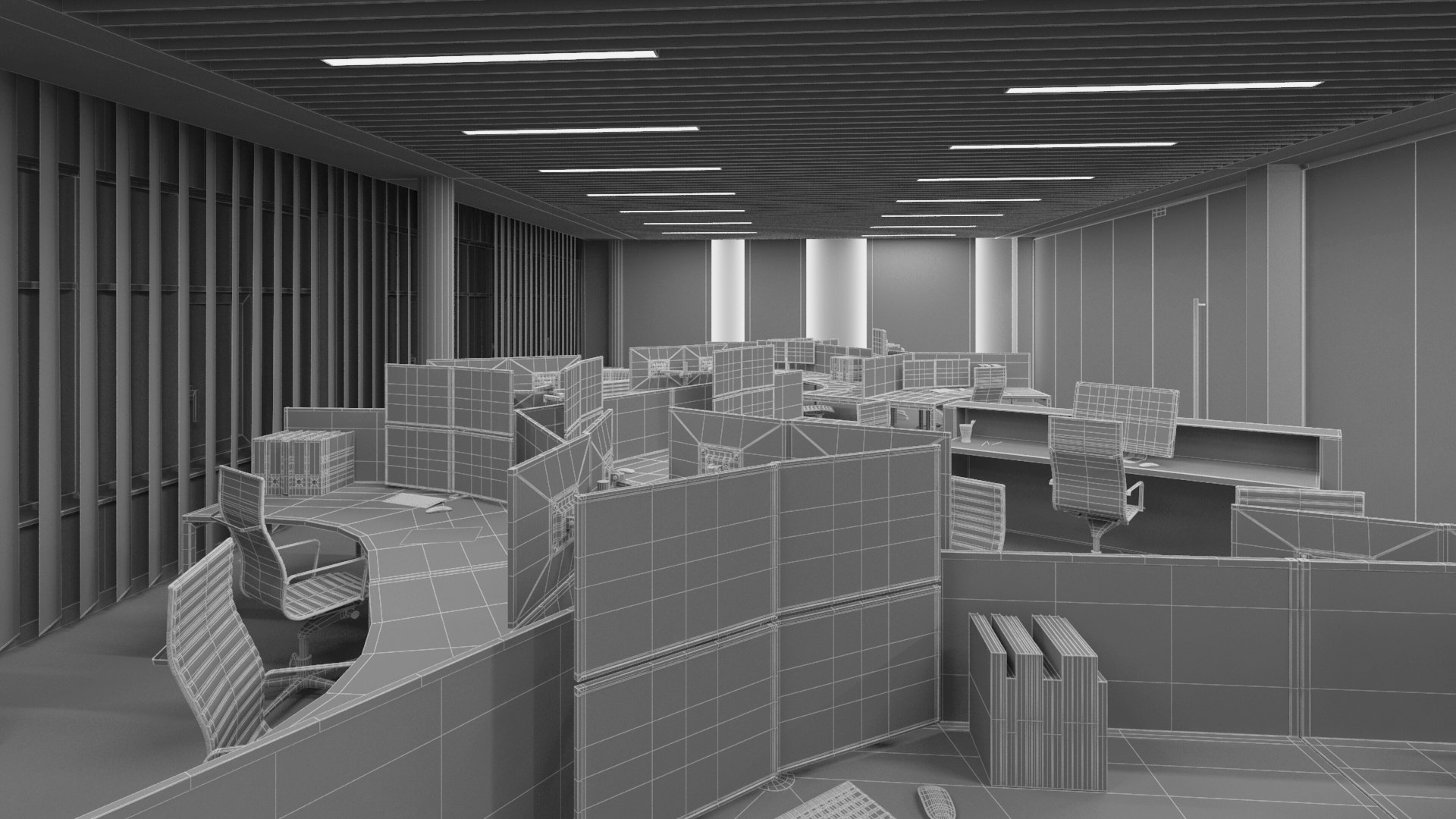 3D Open Space Office Interior - TurboSquid 1655945