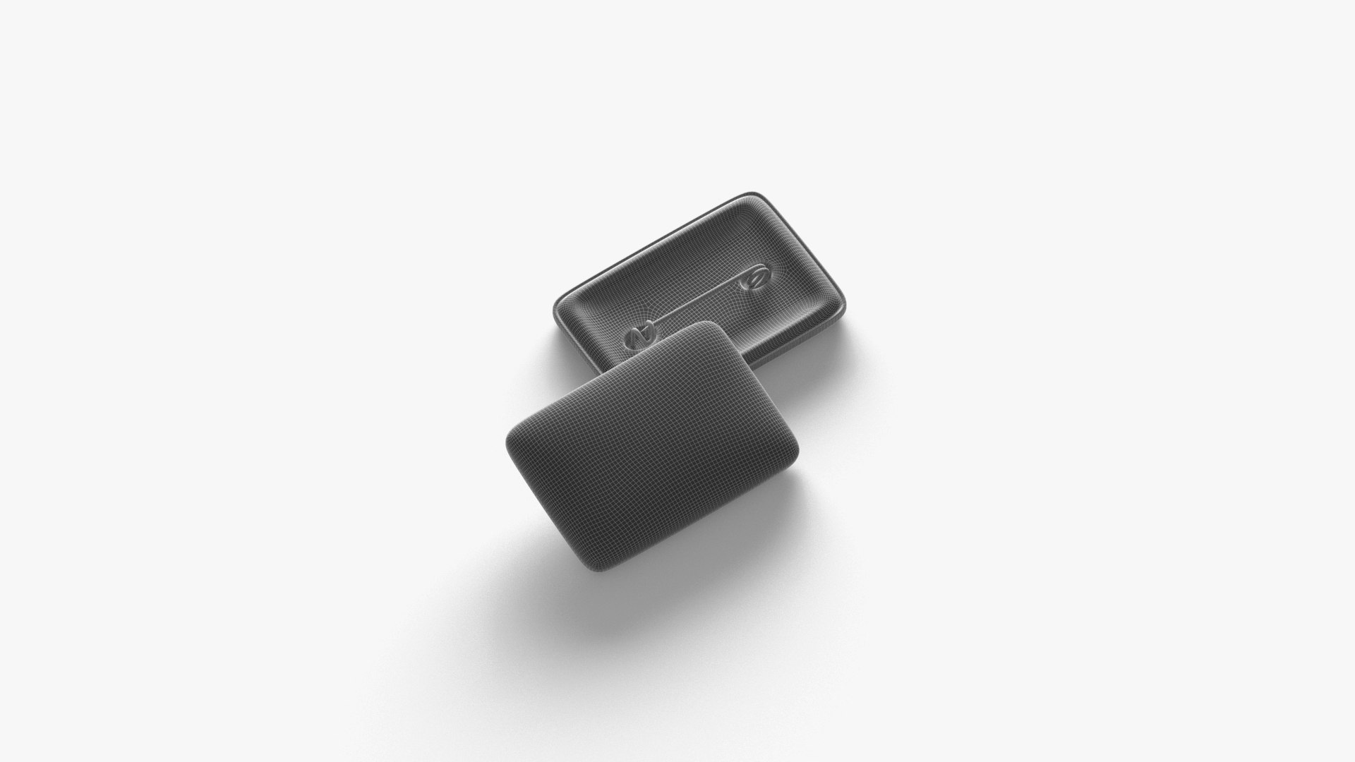 3D White Rectangular Button Badge - plastic clutch pin model ...