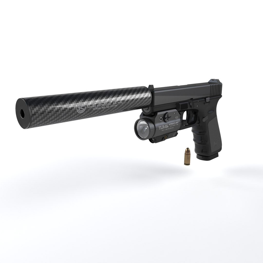 Gun silencer flashlight 3D model - TurboSquid 1476025