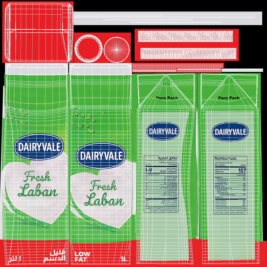 modèle 3D de Boisson lactée fermentée 1L avec bouchon à vis rouge vert ...