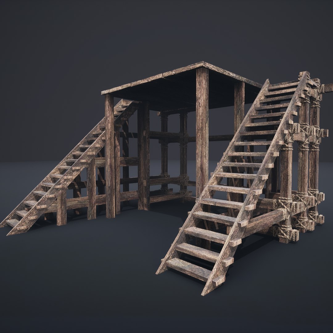 3D WATCHTOWER TOWER SCOUT FORT FORTRESS CASTLE WALLS STAIRS AAA Model ...