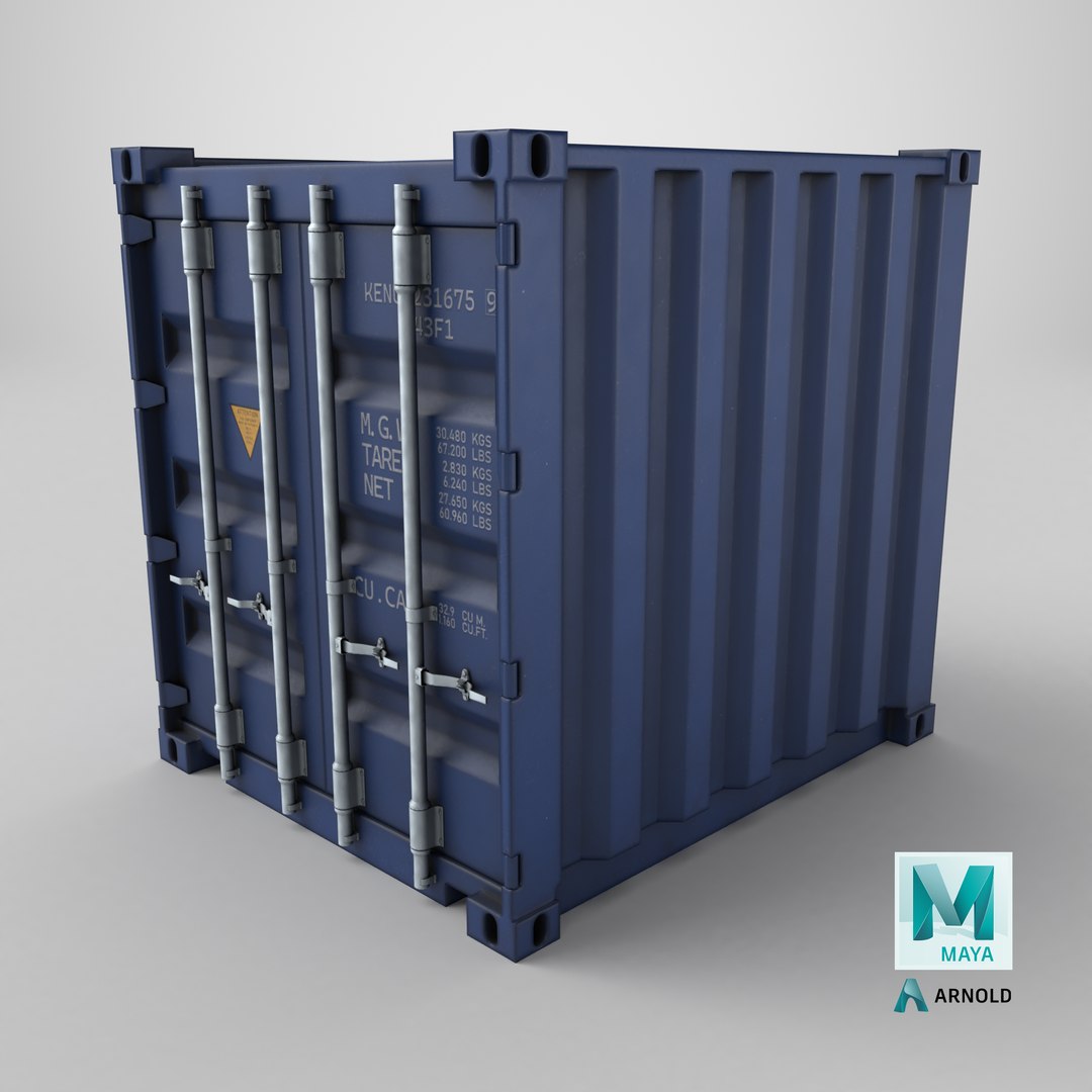 3D 10ft Shipping Container - Blue Model - TurboSquid 2149578