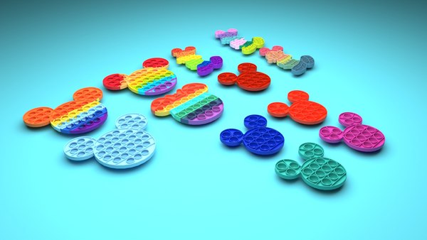 3D Mickey Mouse Pop It Fidget Toys Set - TurboSquid 1804848