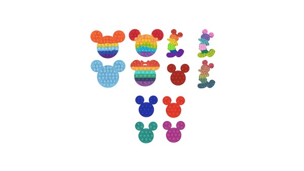 3D Mickey Mouse Pop It Fidget Toys Set - TurboSquid 1804848