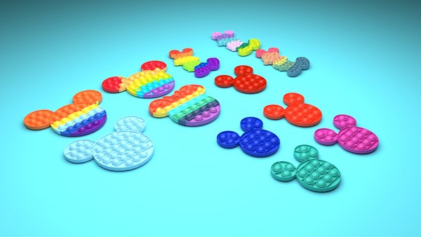 3D Mickey Mouse Pop It Fidget Toys Set - TurboSquid 1804848