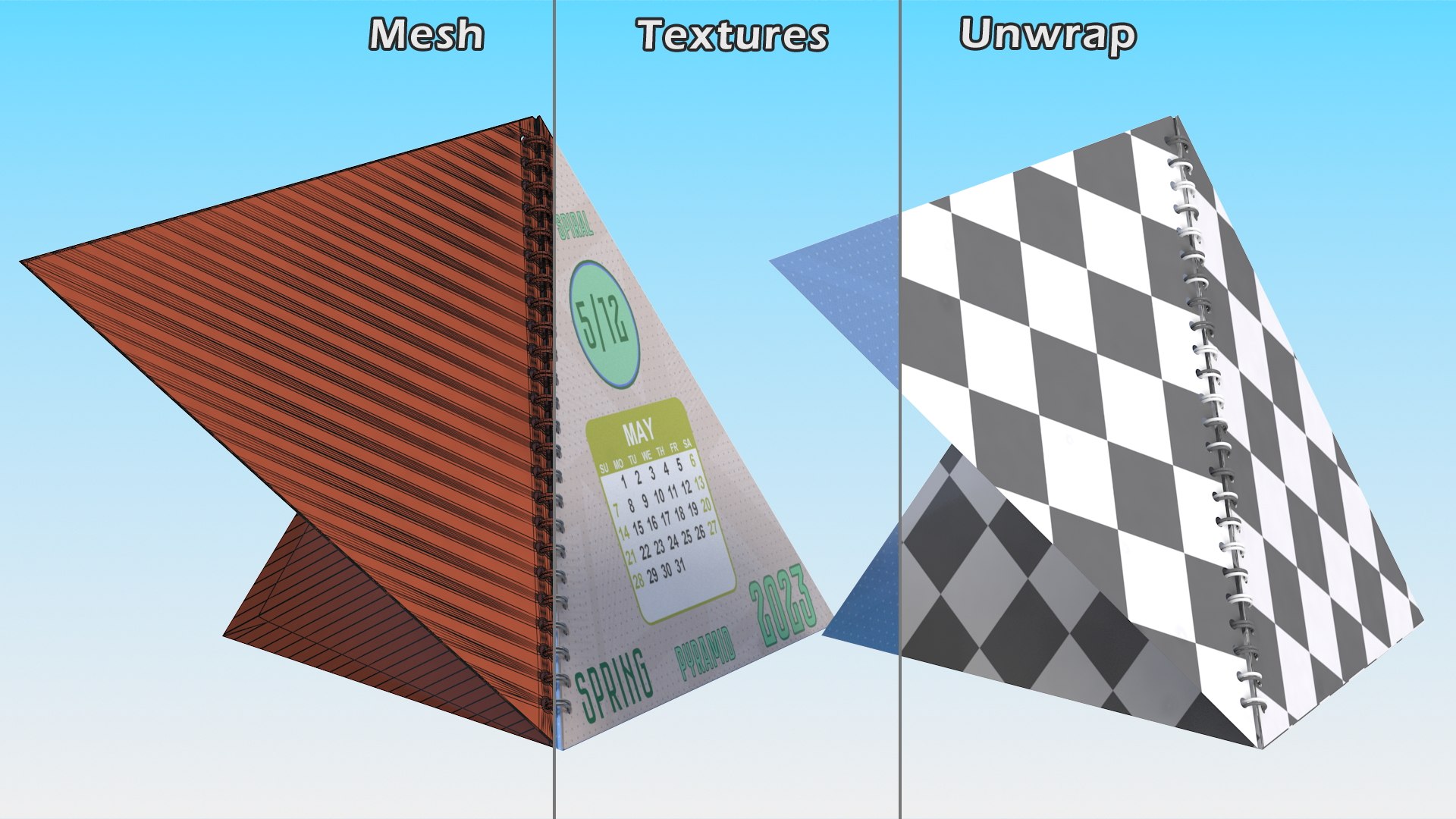 Pyramid Desk Calendar Mockup 3D Model - TurboSquid 2055315