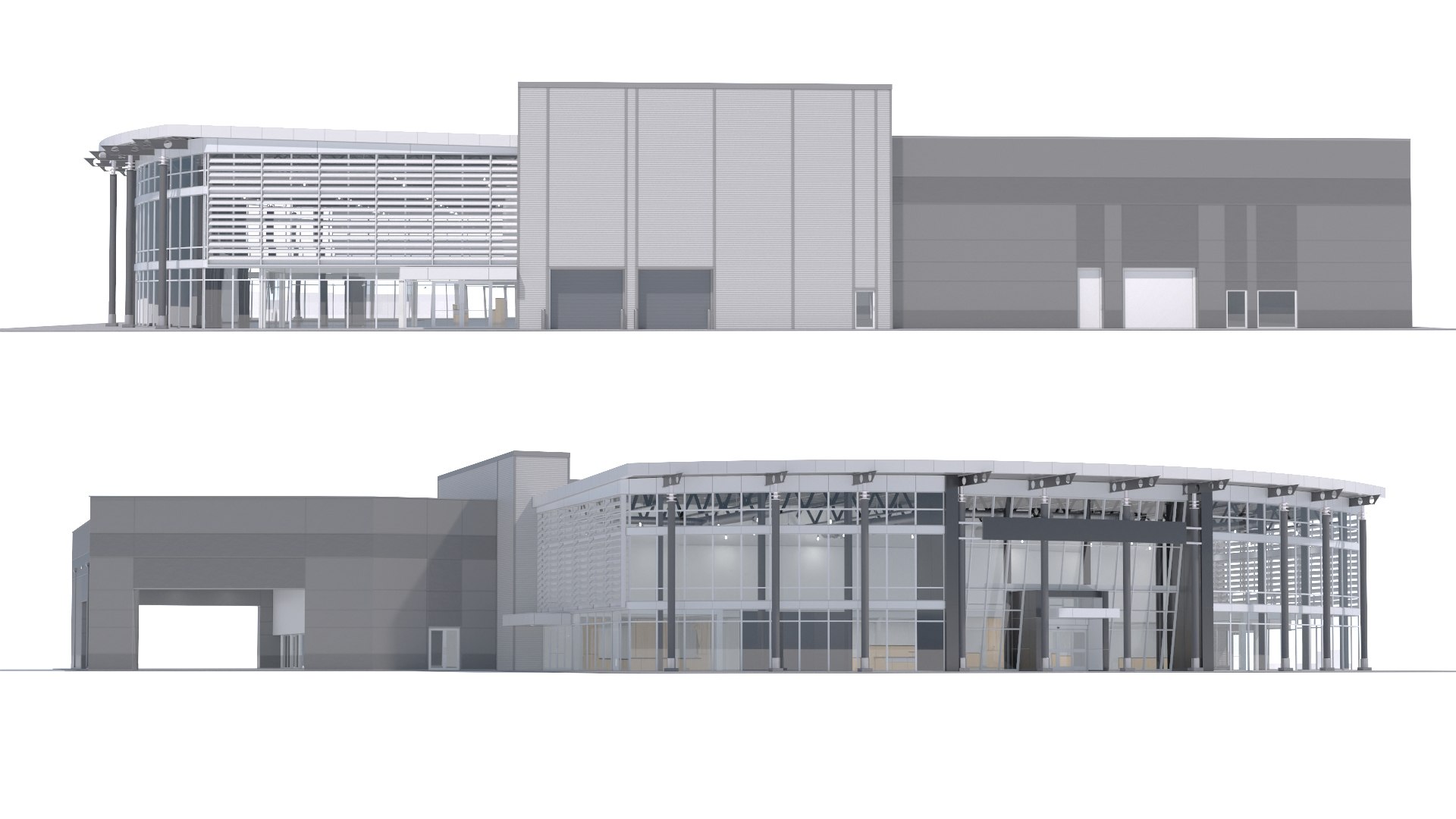 3D Modern Commercial Building Architecture With Interior Model ...