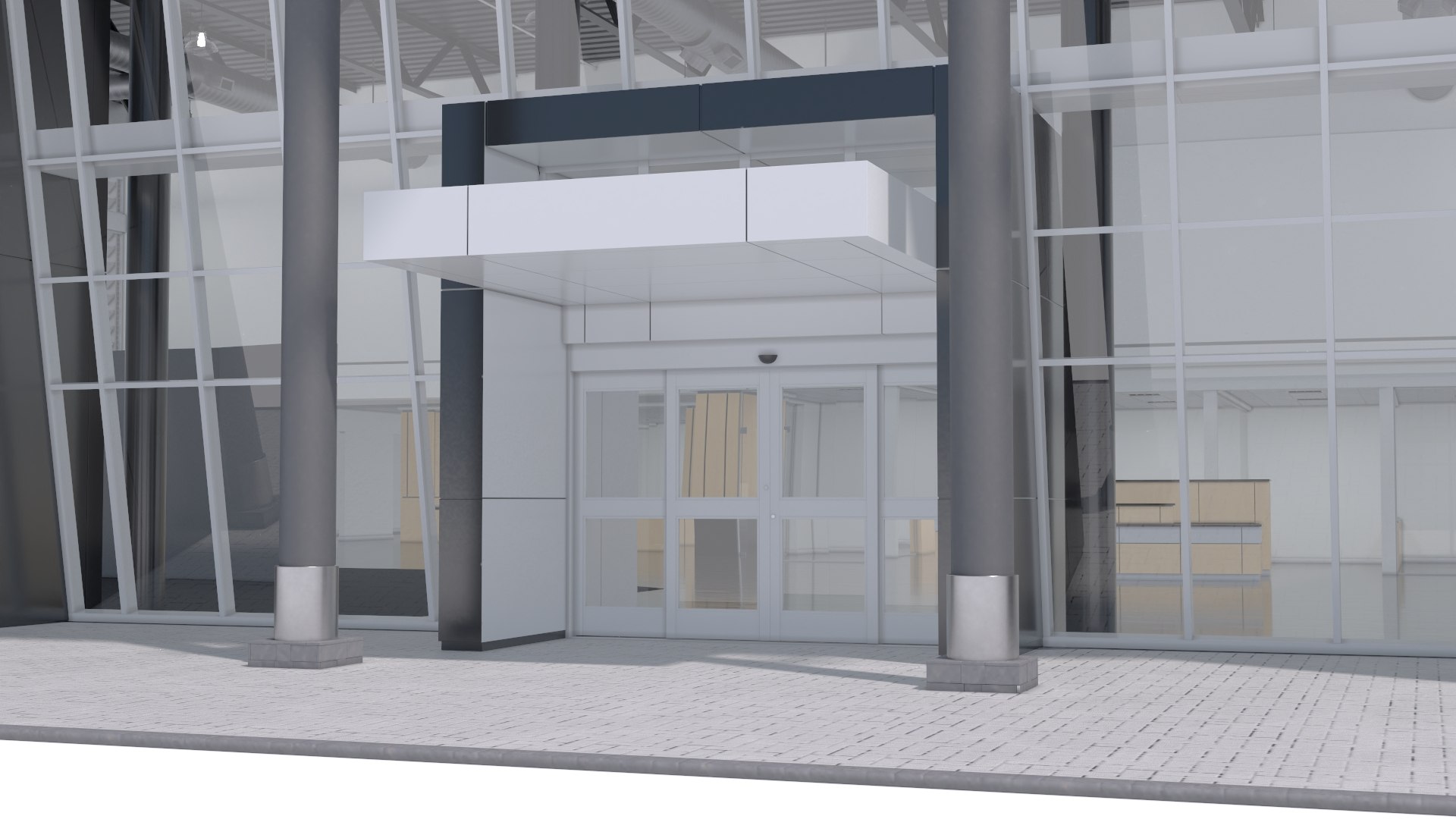 3D Modern Commercial Building Architecture With Interior Model ...