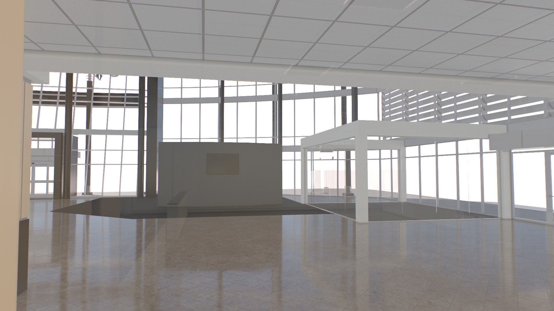 3D Modern Commercial Building Architecture With Interior Model ...