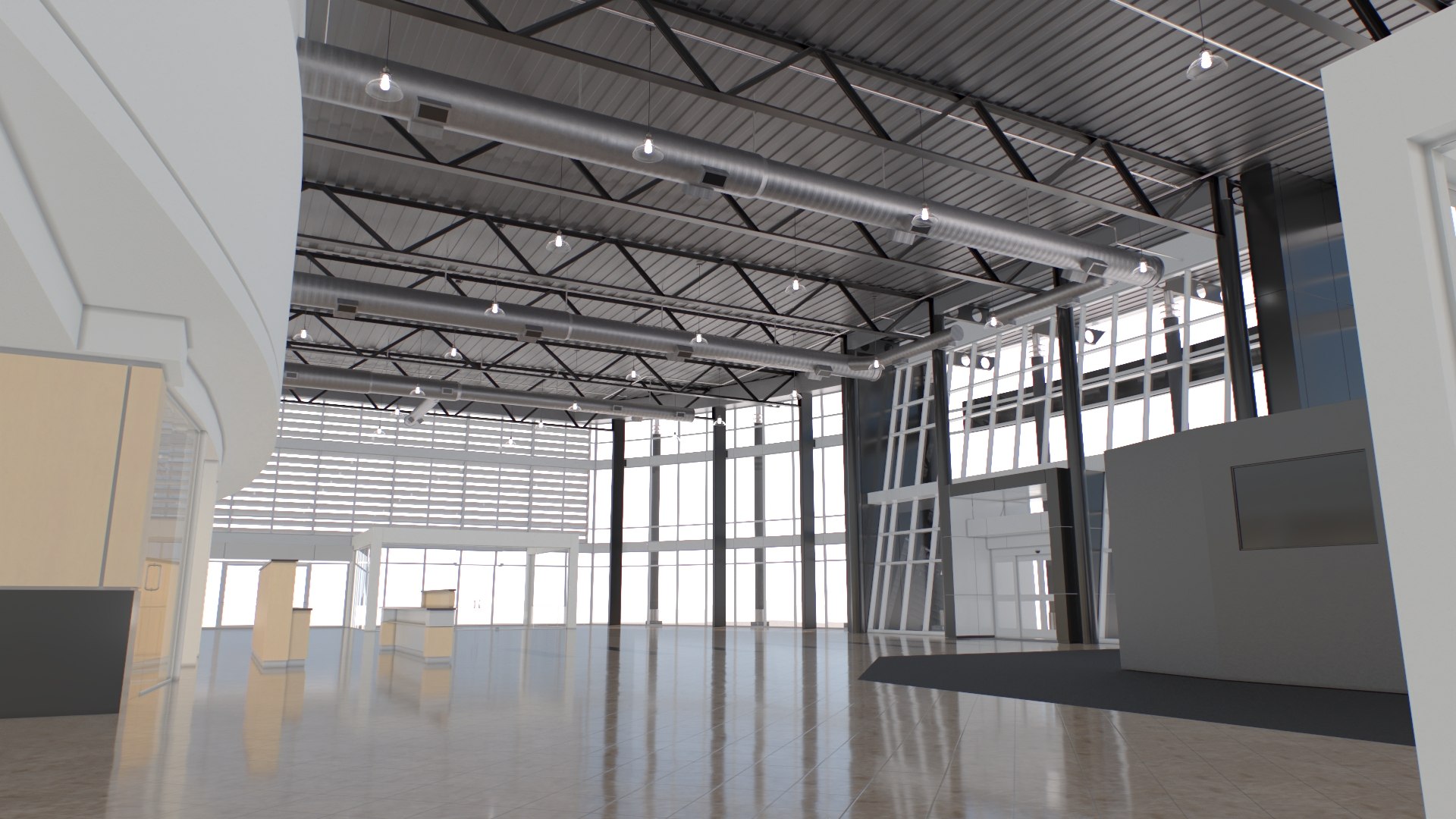 3D Modern Commercial Building Architecture With Interior Model ...