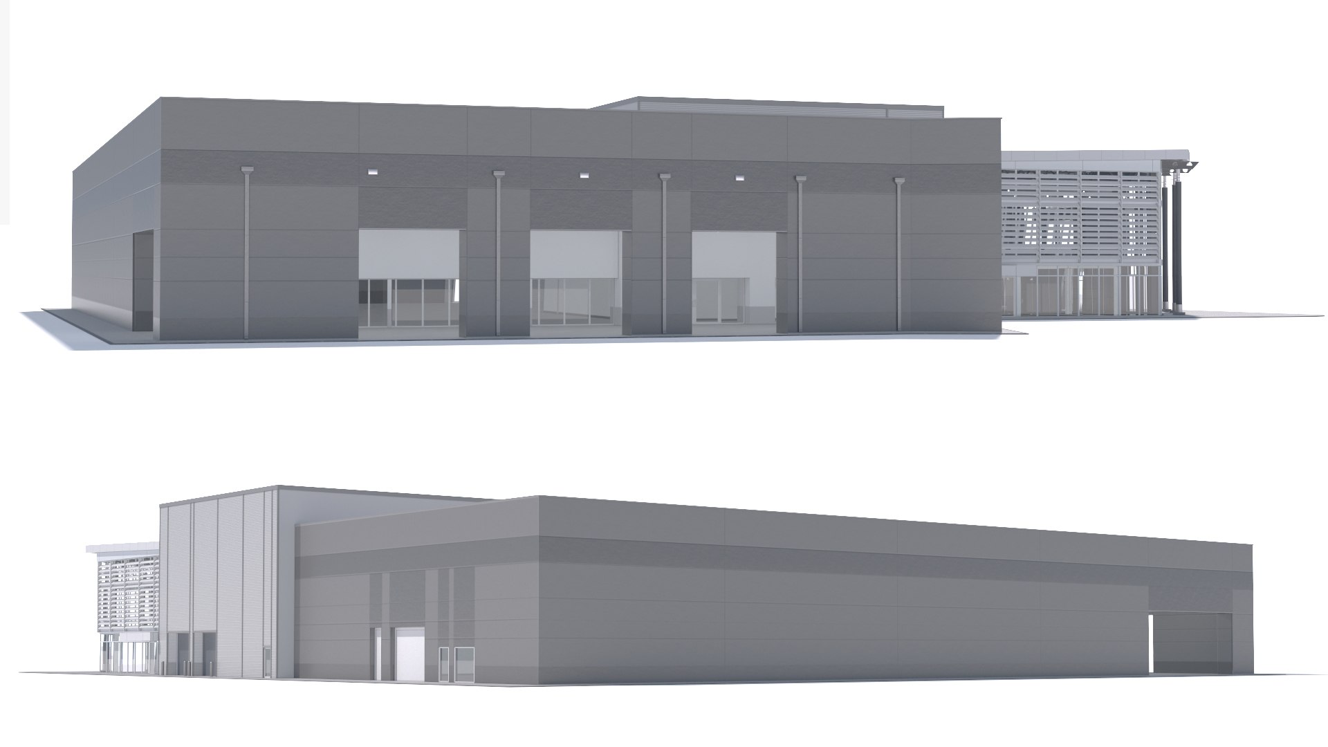 3D Modern Commercial Building Architecture With Interior Model ...