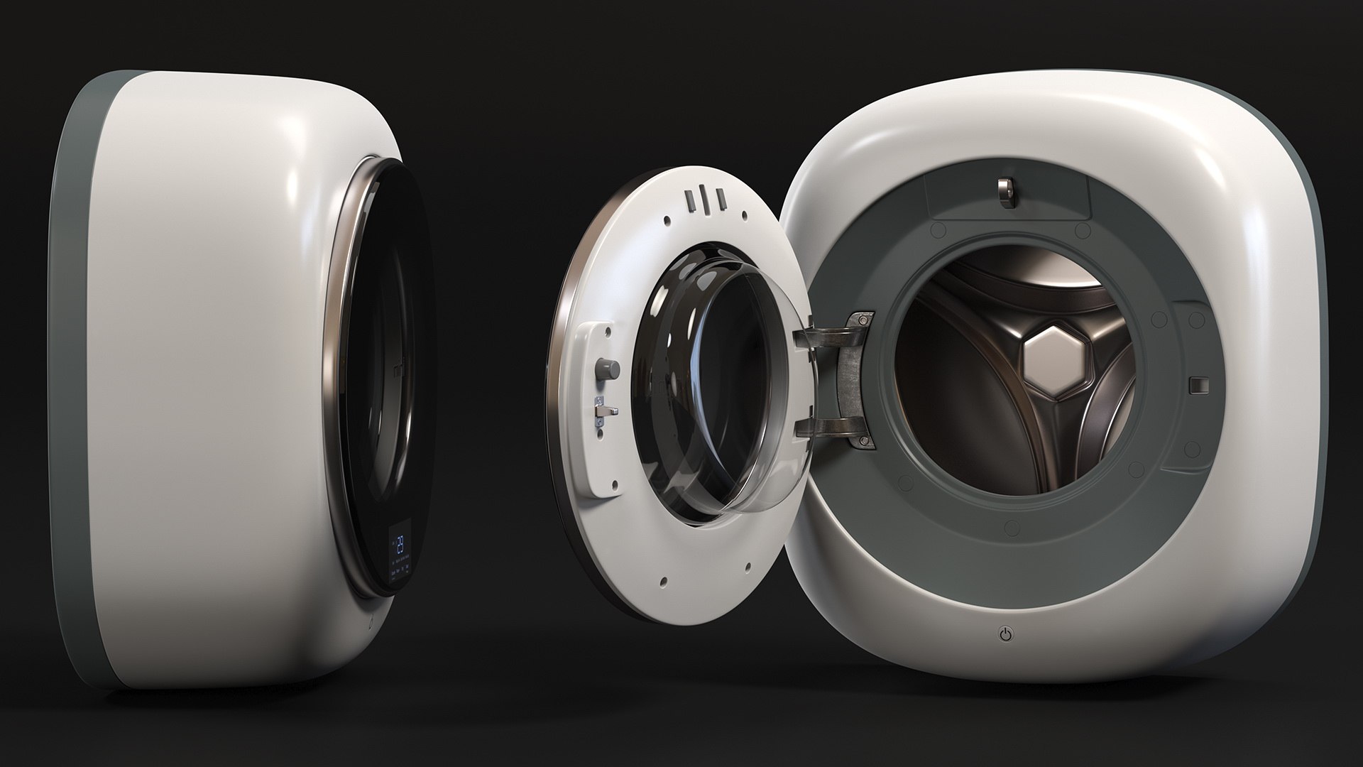 3D Model Wall Mounted Washer Dryer Machine Daewoo White - TurboSquid ...