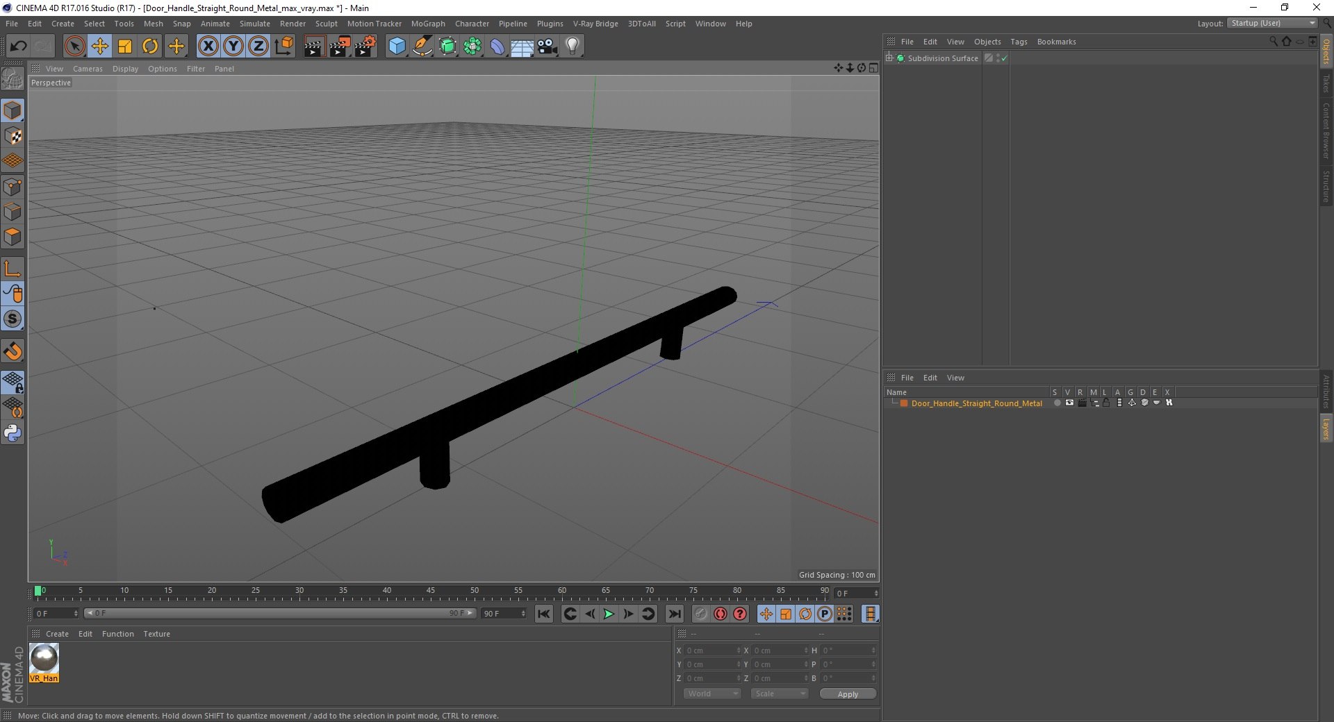 Door Handle Straight Round Metal 3D Model - TurboSquid 2232369