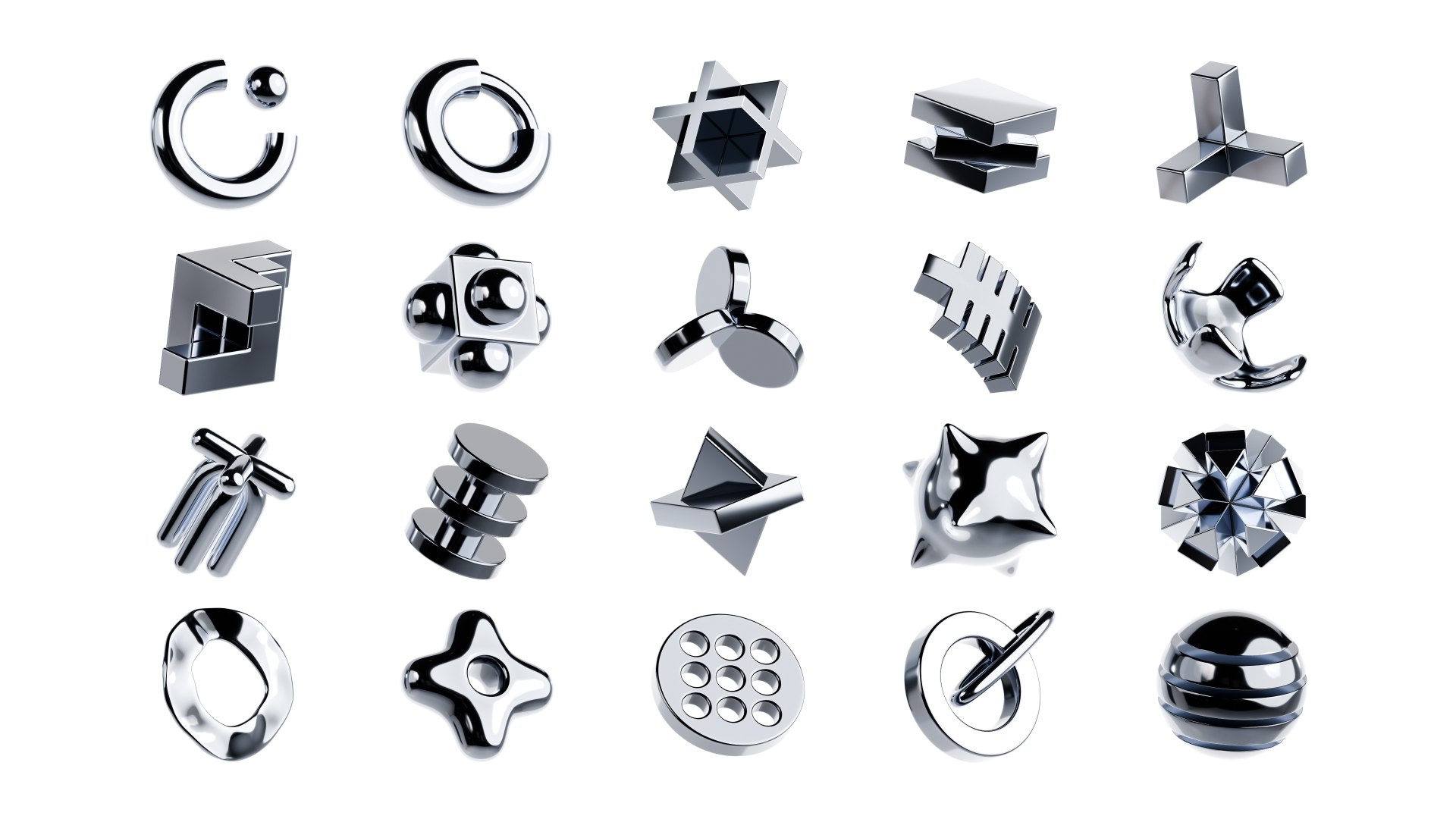 3D Abstract Chrome Effect Collection - TurboSquid 2252614