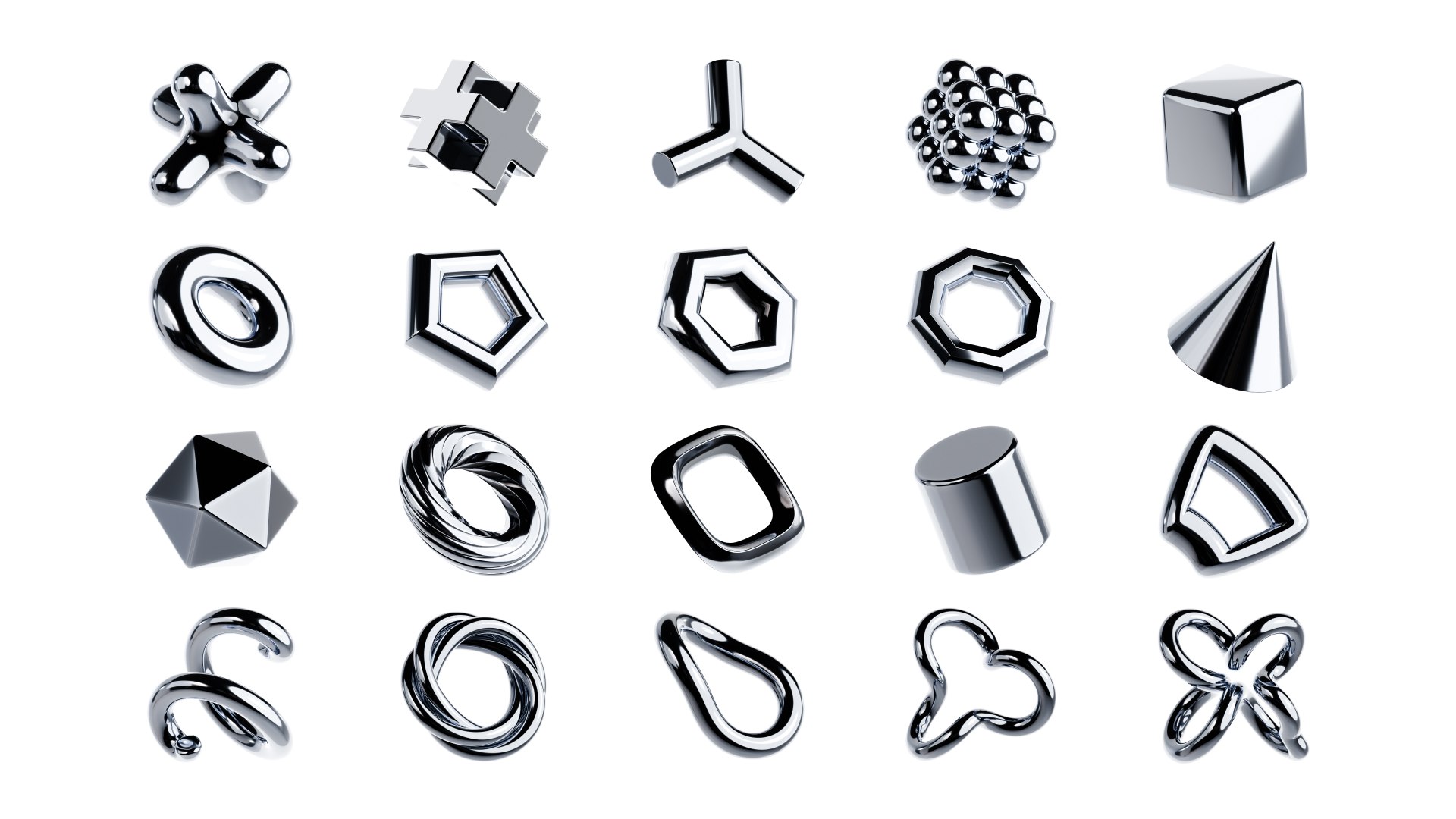 3D Abstract Chrome Effect Collection - TurboSquid 2252614