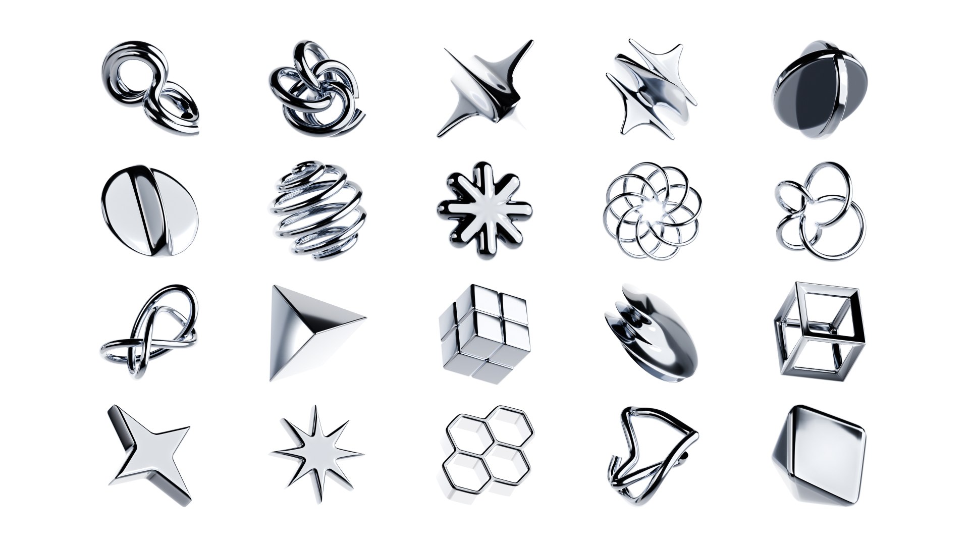3D Abstract Chrome Effect Collection - TurboSquid 2252614