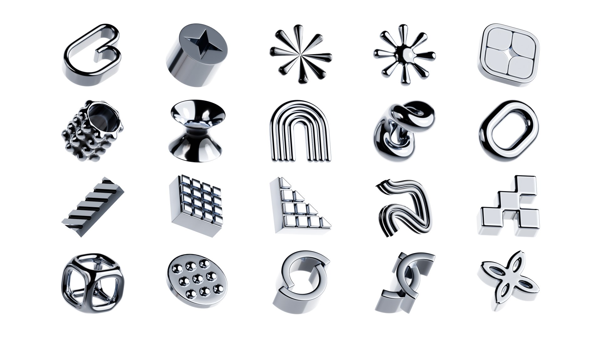 3D Abstract Chrome Effect Collection - TurboSquid 2252614