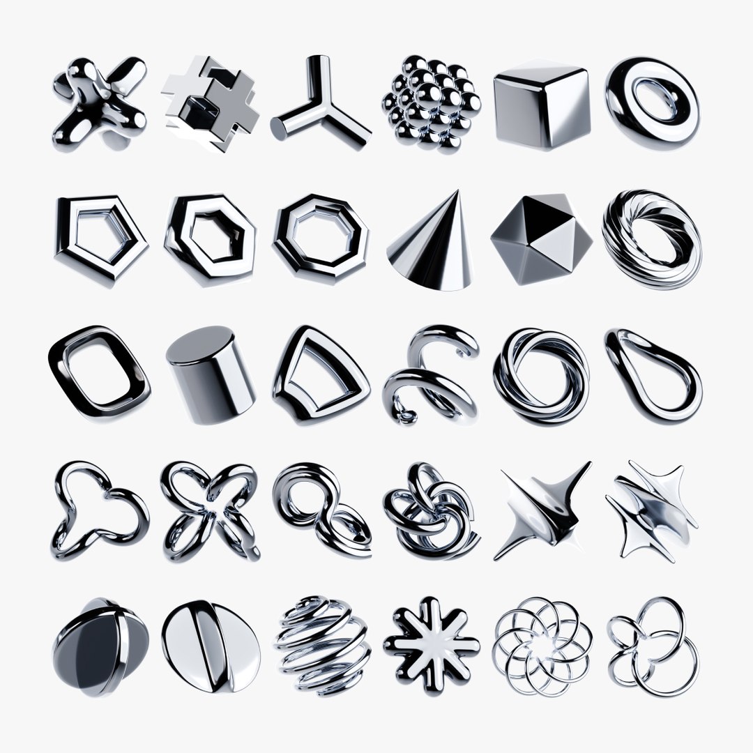 3D Abstract Chrome Effect Collection - TurboSquid 2252614